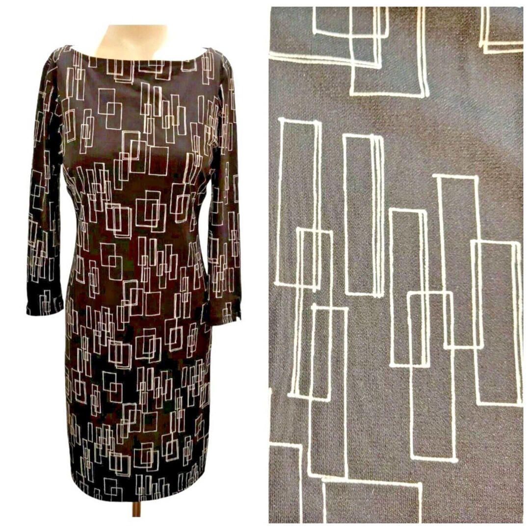 Vintage Heart Soul Y2K Dress Black Geometric Shift Minimalist Split ...