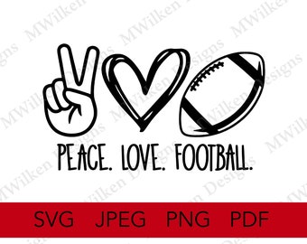 Peace Love and Football SVG PNG Football Mom Peace Sign and - Etsy