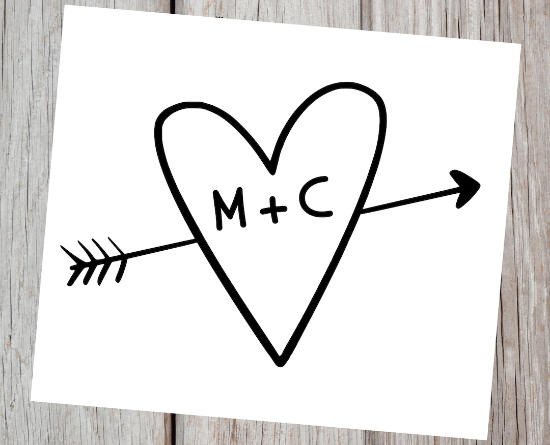 Initials in Heart Heart With Initials Decal Heart With - Etsy