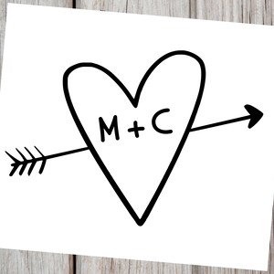 Initials in Heart Heart With Initials Decal Heart With - Etsy
