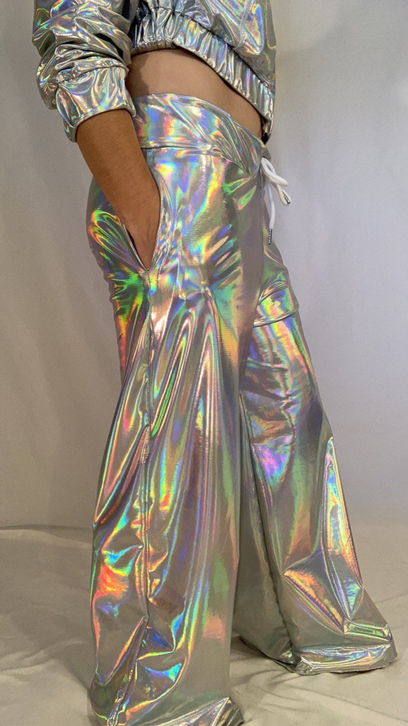 Mens Holographic Iridescent Space Pants | Etsy