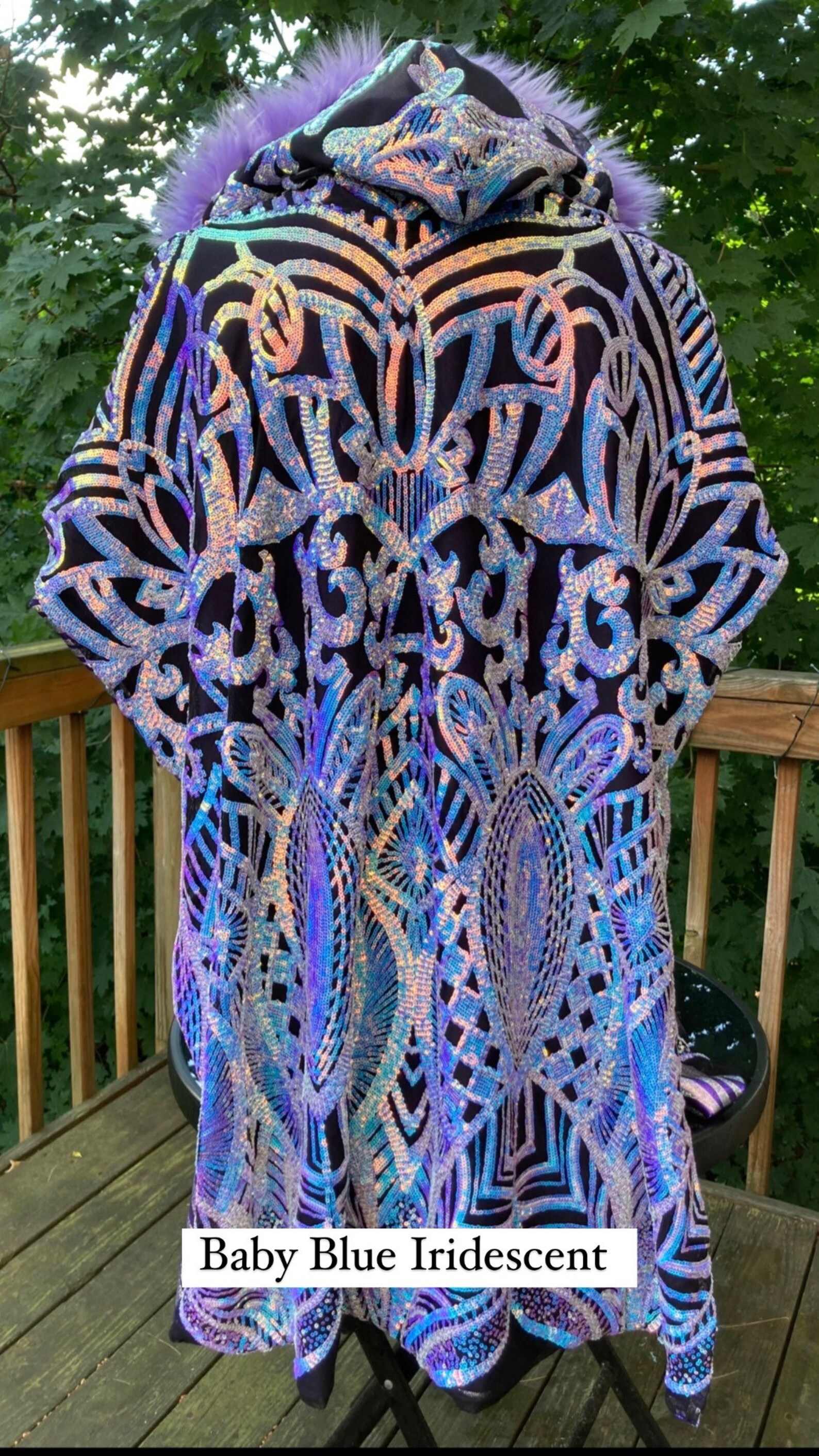 Sequin Disco Cape With Fur Trim and Velvet Lining - Etsy