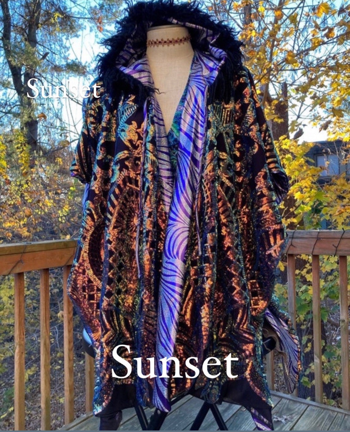 Sequin Disco Cape With Fur Trim and Velvet Lining - Etsy