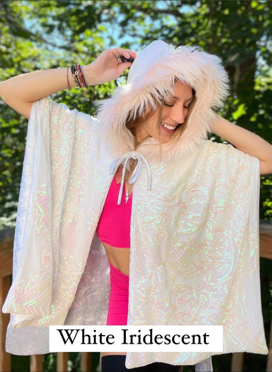 Sequin Disco Cape With Fur Trim and Velvet Lining - Etsy