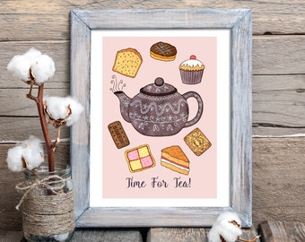Afternoon Tea Food Poster, English Food and Drink Print, London Print ...