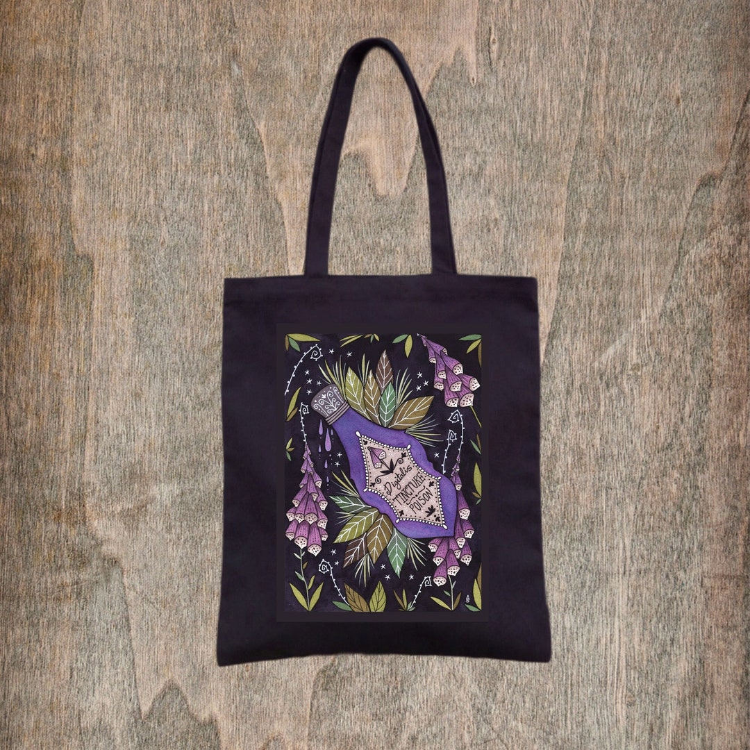 Pure Poison Tote Bag - Spring Summer Floral Foxglove Poison Bottle Fair ...