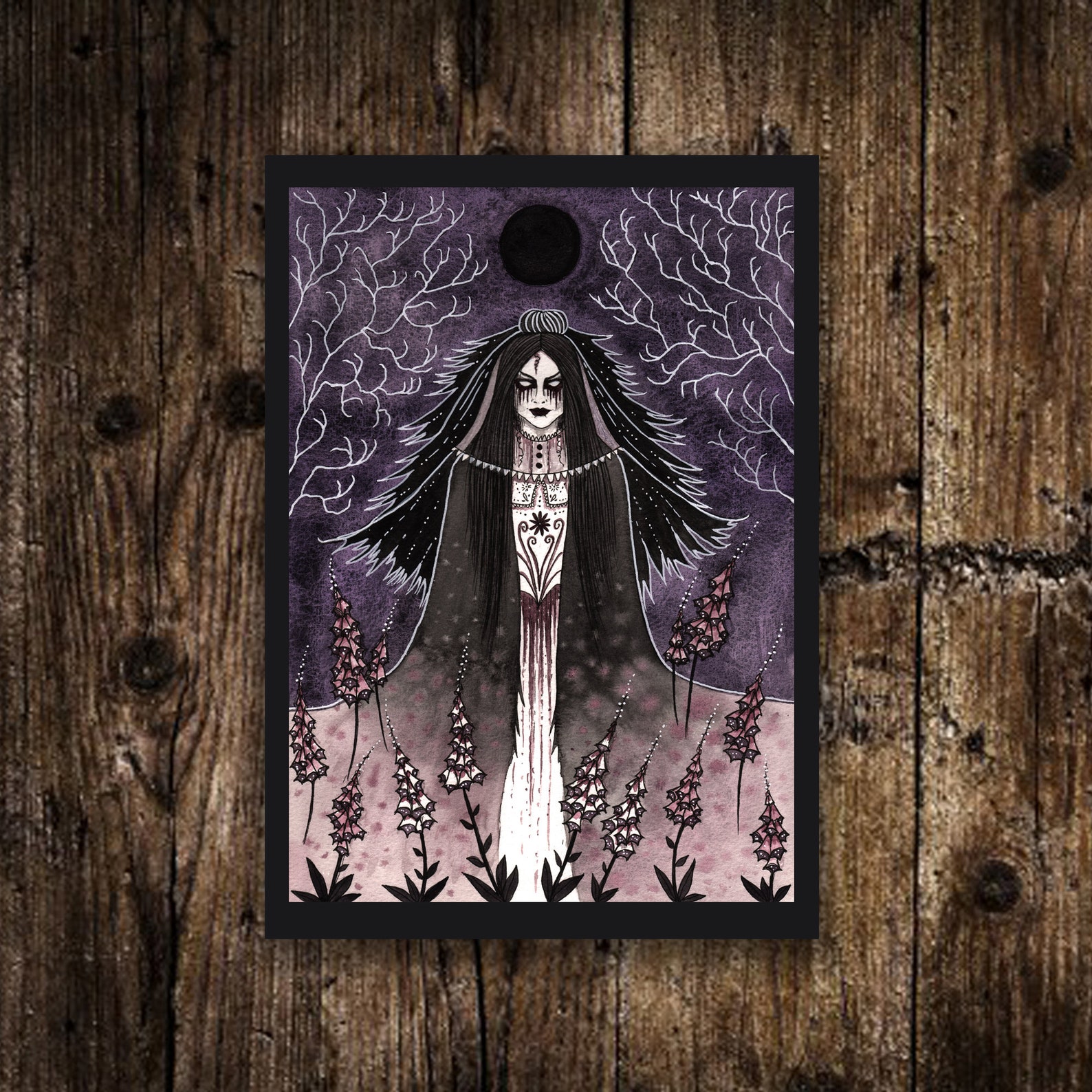 Set of 6 Mini Celestial Witch Prints - Spooky A6 Purple Illustration ...