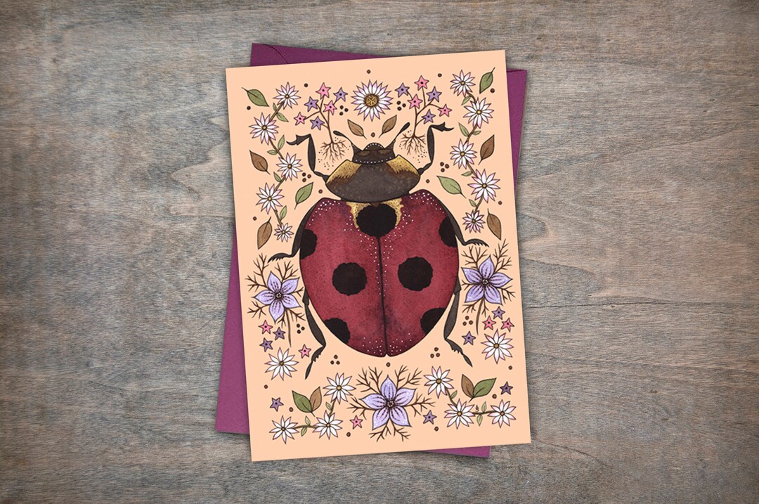 Spring Ladybug Greetings Card & Envelope - Spring Summer Ladybird Card ...