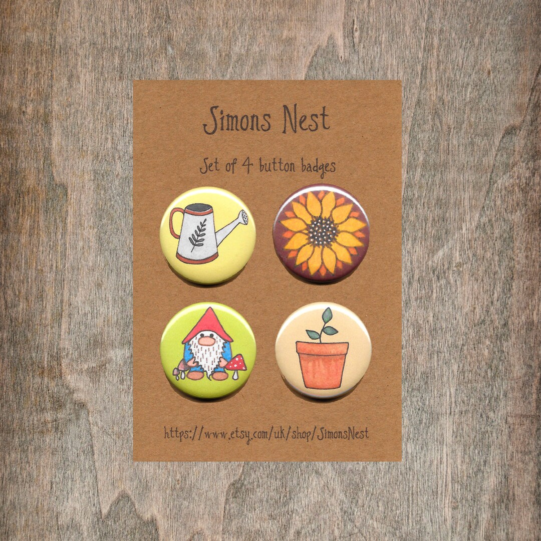 English Cottage Garden Badge Set Pack of 4 Rustic Gardening - Etsy UK