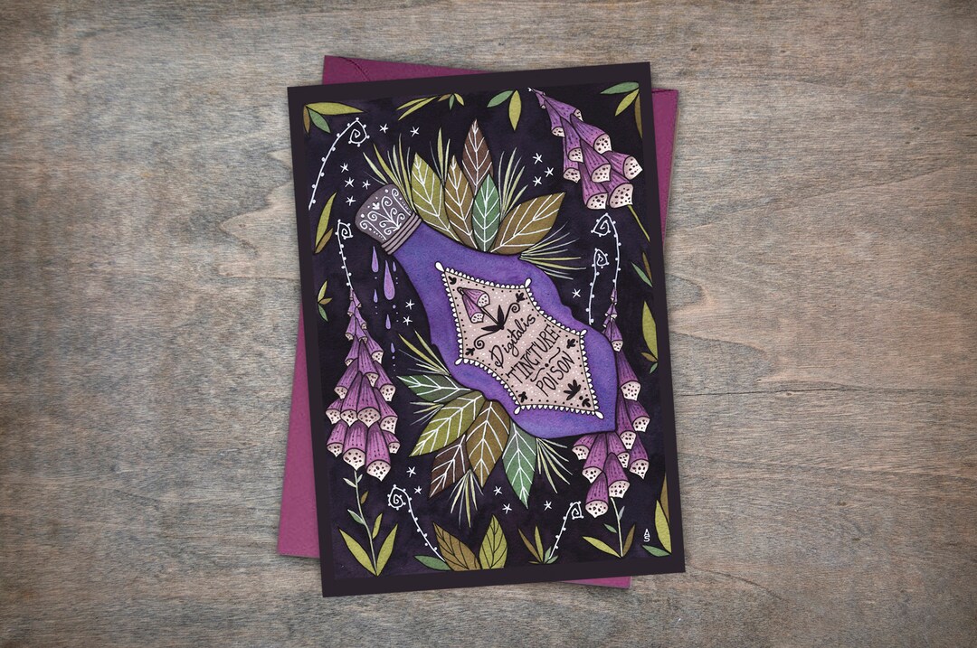Pure Poison Card & Envelope - Spring Summer Floral Foxglove Poison ...