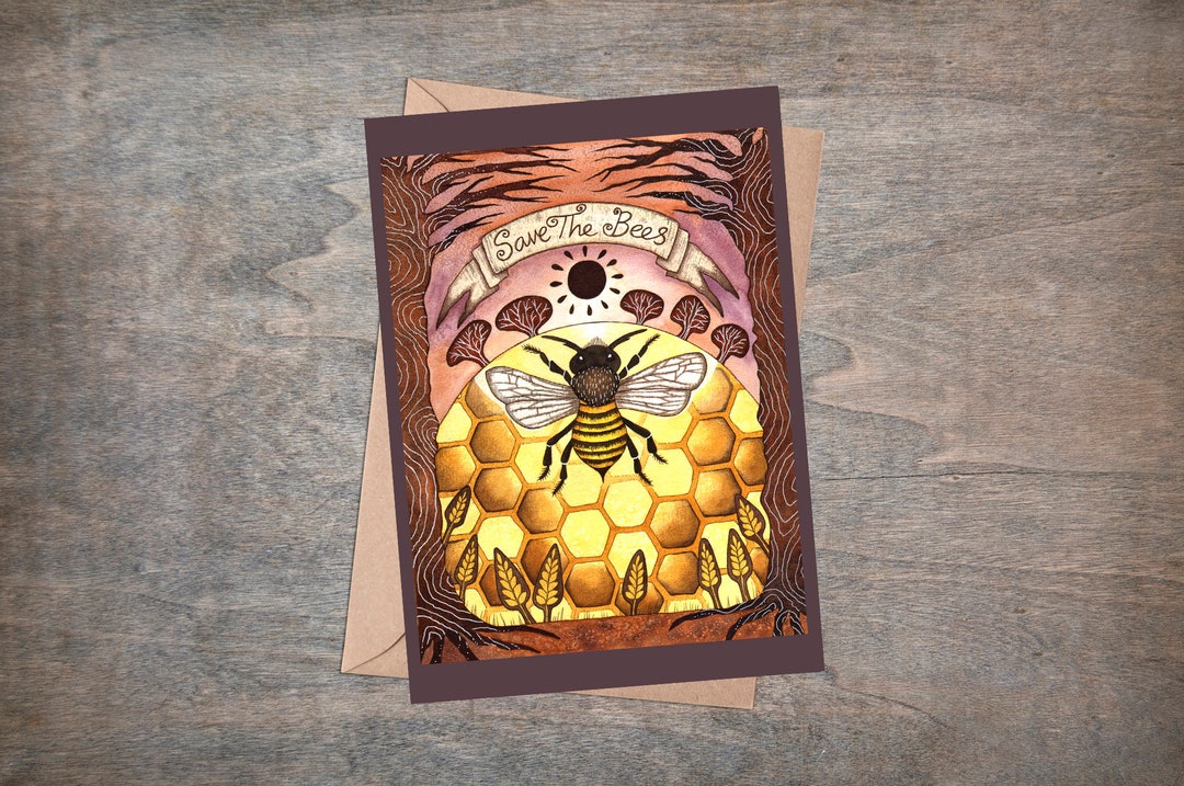 Honey Bee Greetings Card & Envelope - Save the Bees Nature Conservation ...