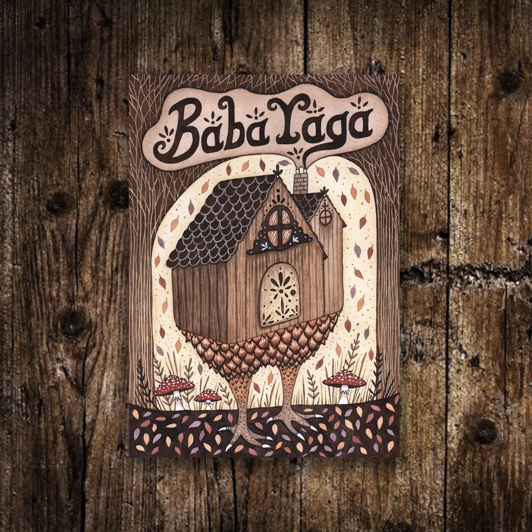 Mini A6 Baba Yaga Print - Small Baba Yaga's House Illustration - Spooky ...