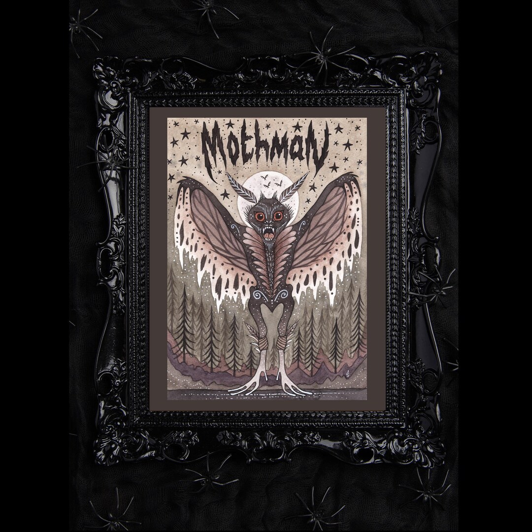Mothman Print - Creepy Cryptid A5 - A4 - A3 Handpainted Watercolour ...
