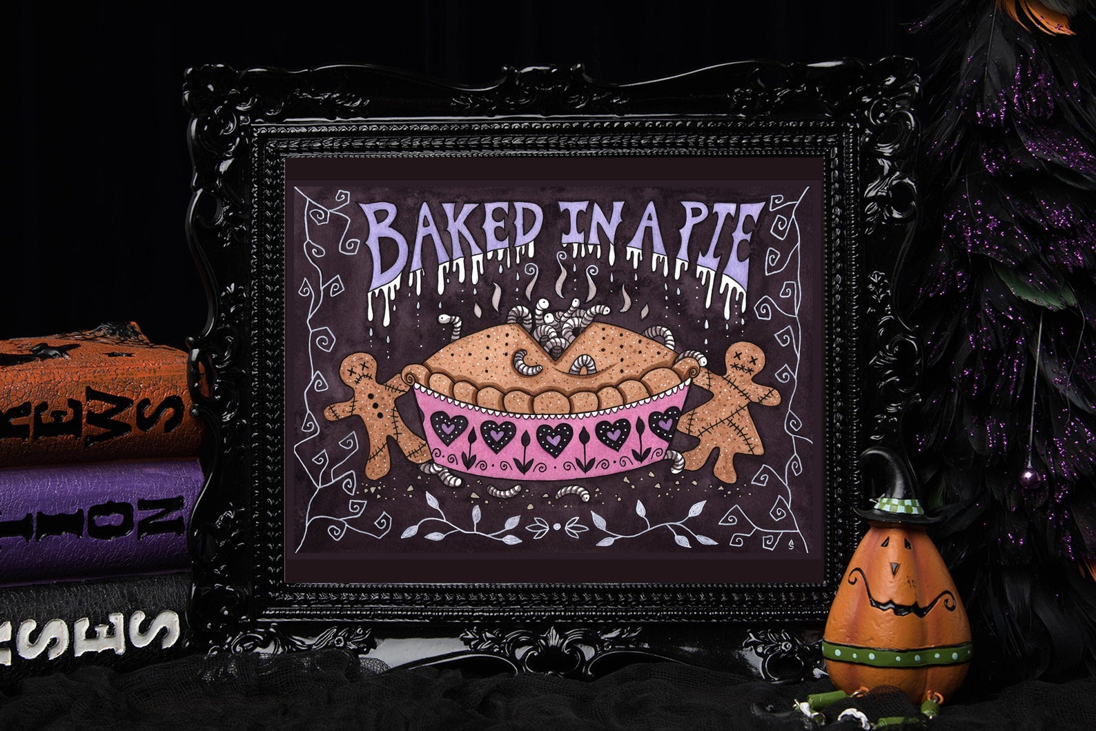 Baked In A Pie Print A5 A4 A3 Gothic Spooky Bakery | Etsy