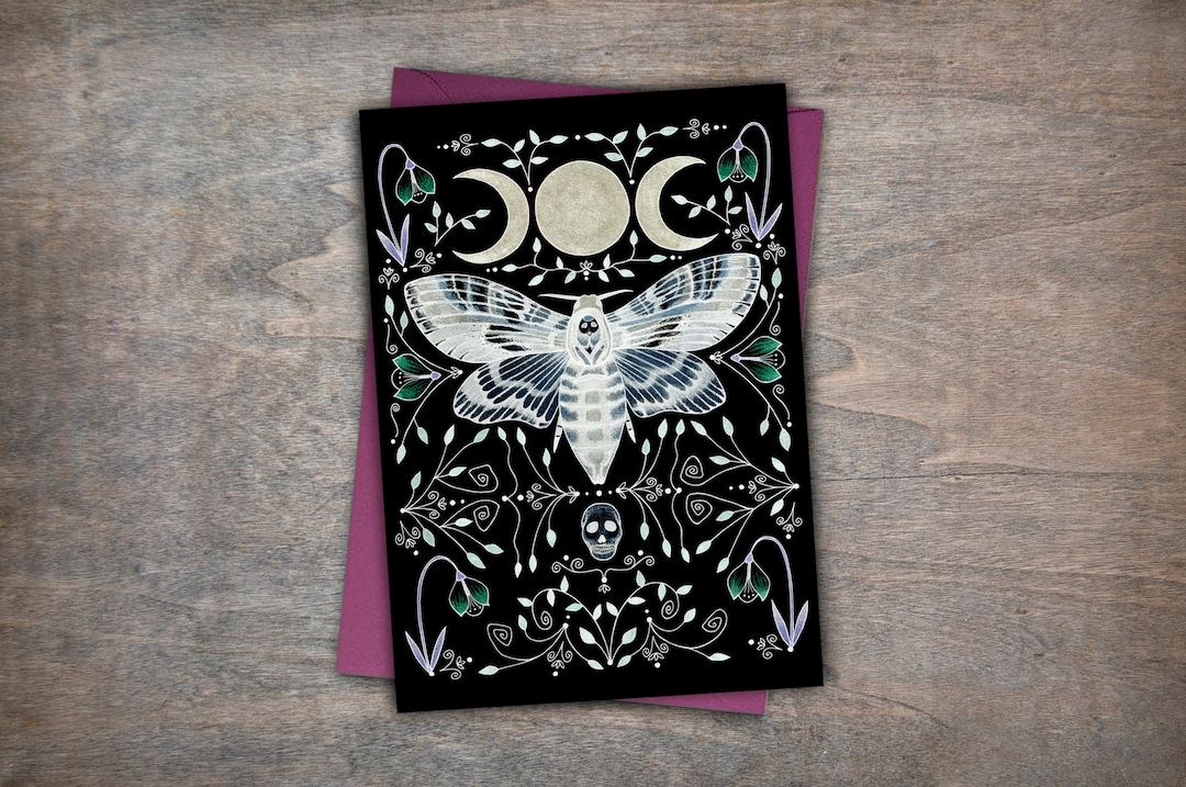 Black Hawk Moth Greetings Card & Envelope - Spooky Death Head Hawkmoth ...