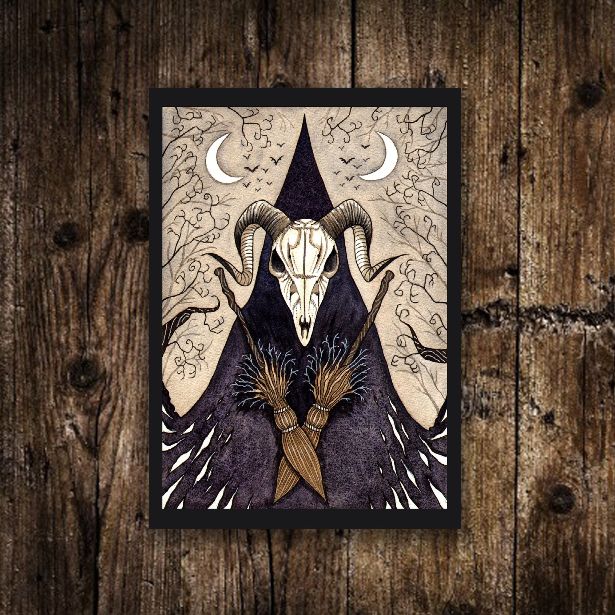 Mini A6 Witch Skull Print Small Witchy Goat Illustration - Etsy UK