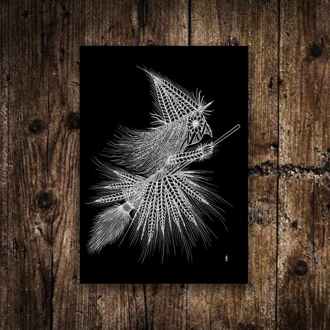 Mini Harvest Witch Print - Small A6 Wicker Witch Illustration - Mini ...