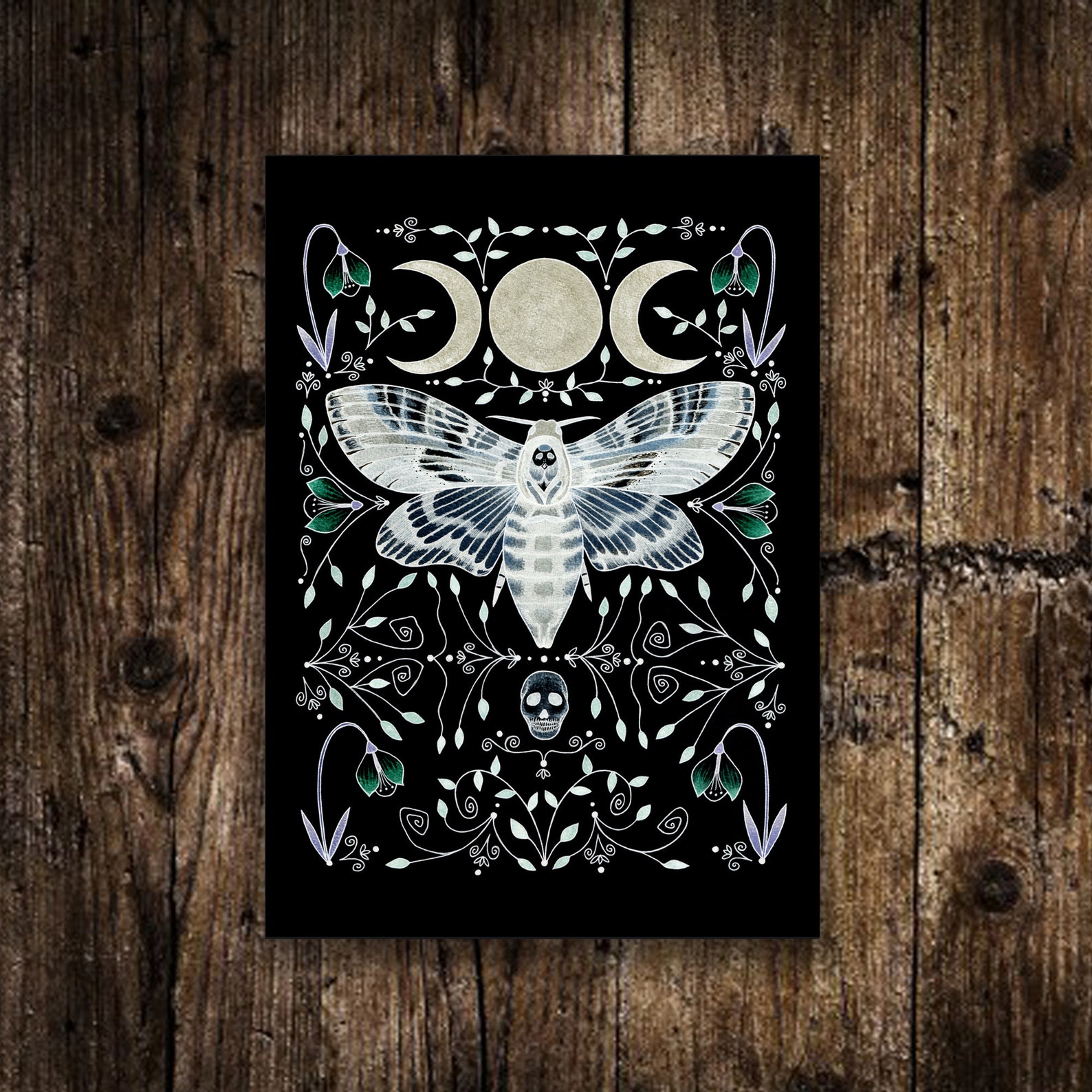 Set of 6 Mini Celestial Witch Prints - Spooky A6 Purple Illustration ...