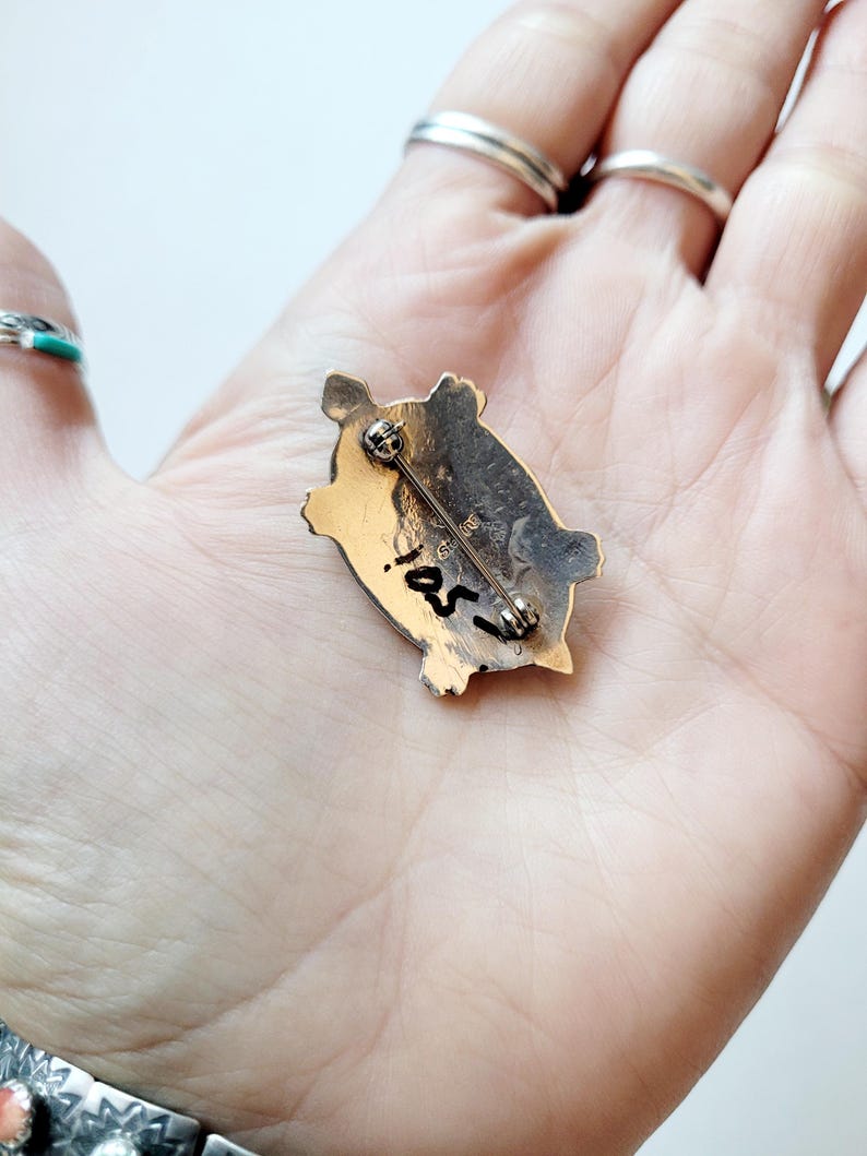 Turtle Brooch Sterling Silver Native American Handmade Turquoise - Etsy