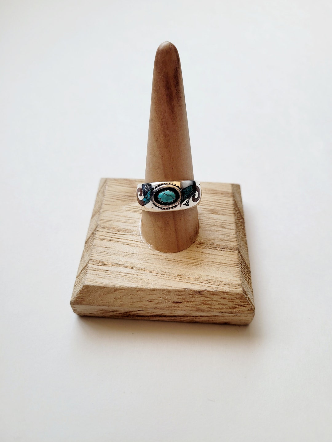 Mens Chipped Inlay Ring Sterling Silver Native American Handmade ...