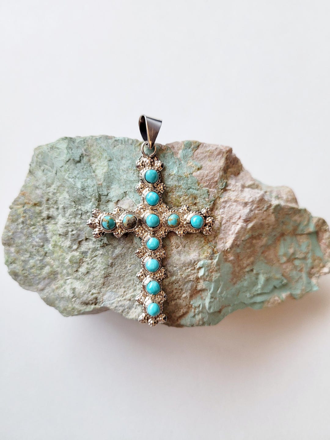 Statement Cross Zuni Handmade Sterling Silver Kingman Turquoise - Etsy