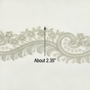 Iron on Metallic Silver Lace by the Yard Silver Embroidery Lace Trim ...