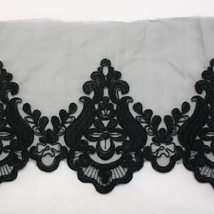 Black Floral Lace Black Trim Wide Lace Flower Lace Dress Making Party ...