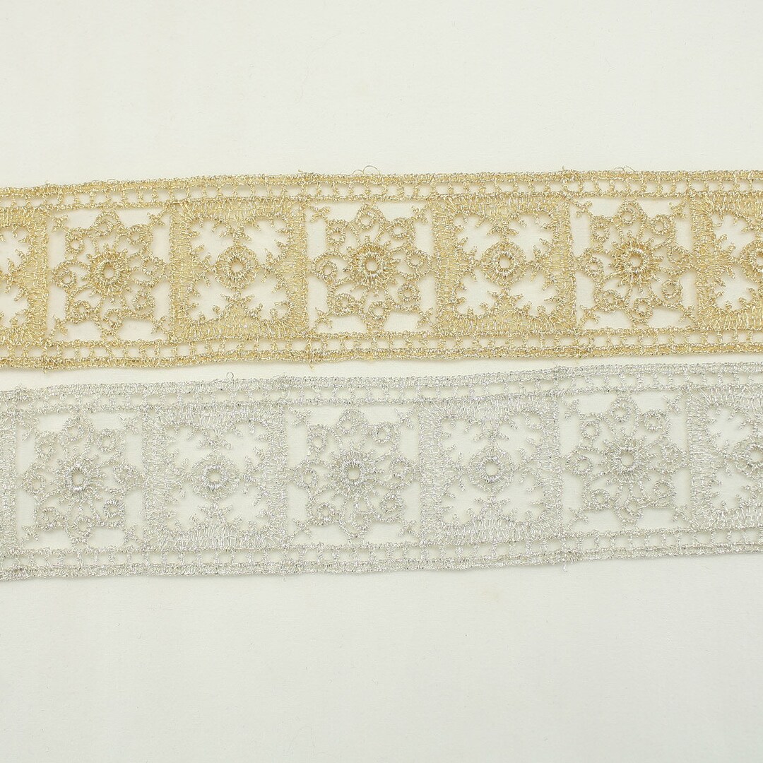 Gold or Silver Unique Metallic Lace Trim for Bridal Wedding - Etsy