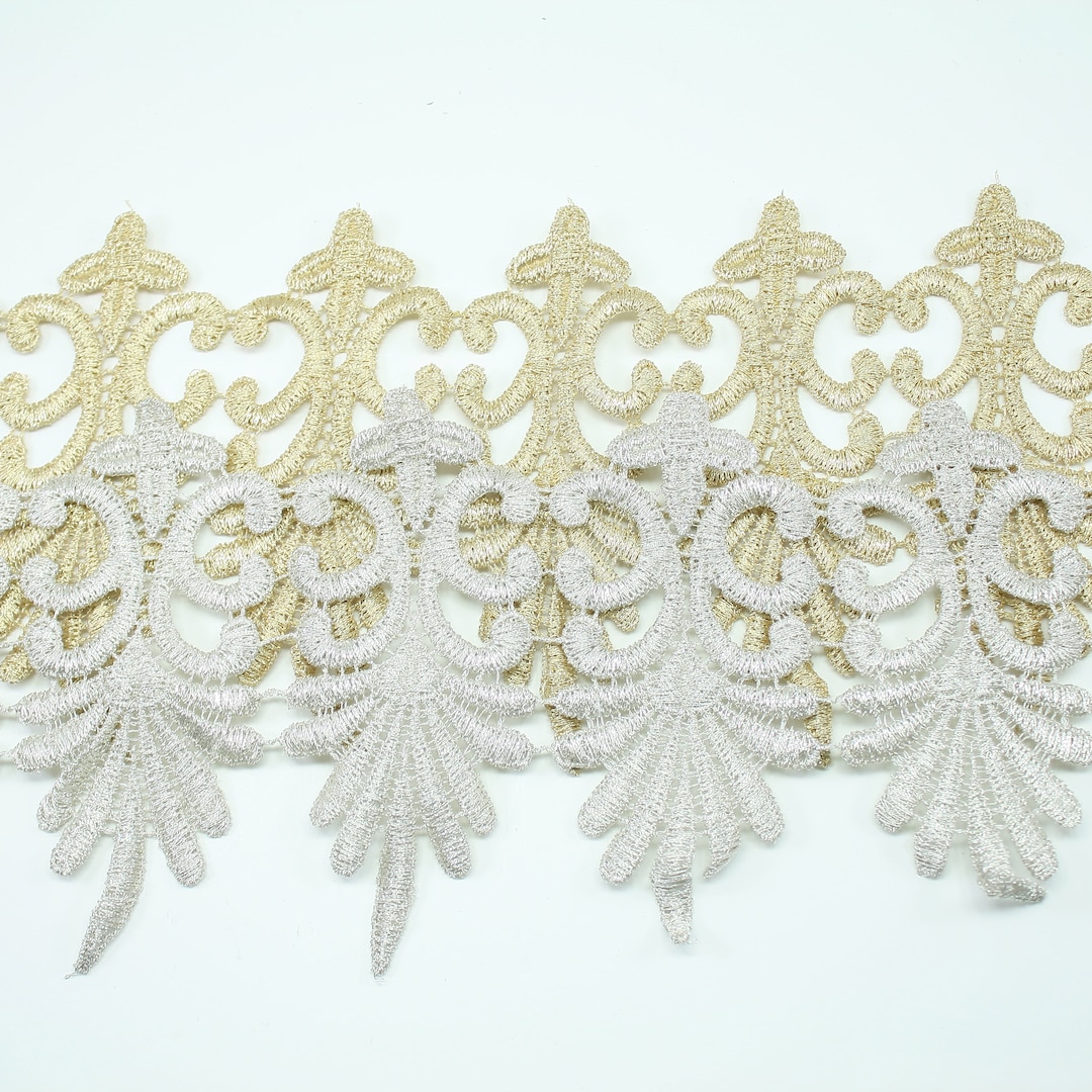 Unique Metallic Silver Lace by the Yard Silver Embroidery Lace Trim for ...