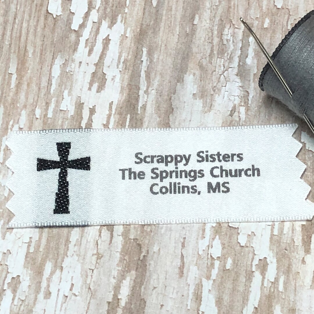 Cross Woven Labels, Custom Religious Clothing Labels, Black Cross ...