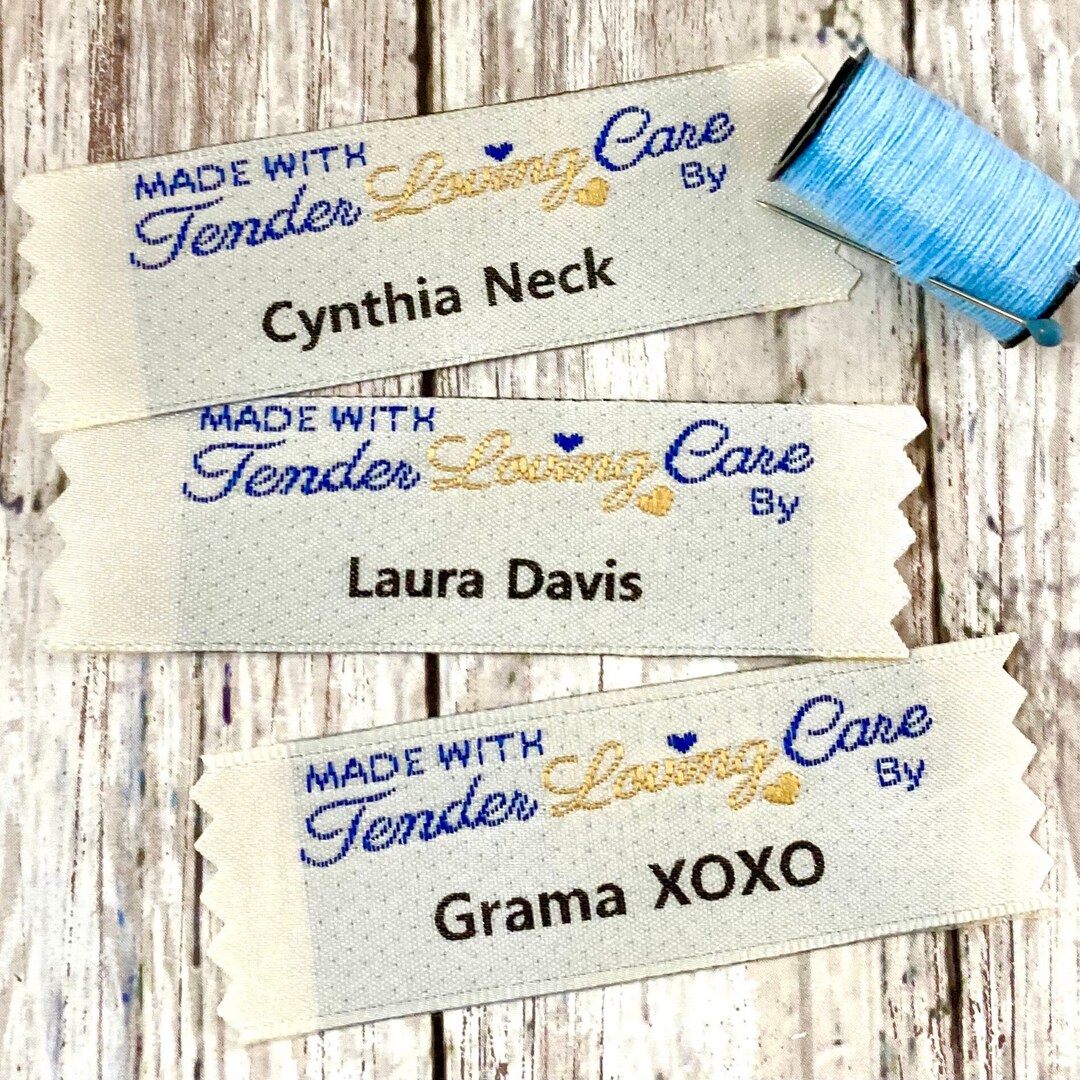 Personalized Sewing Labels - 20 Woven Clothing Tags - Made With Tender ...