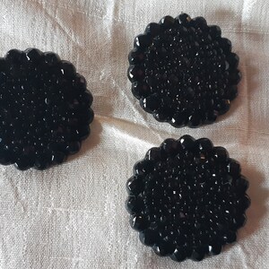 Victorian Black Glass Buttons Brass Shank Set of 3 Floral Shape - Etsy
