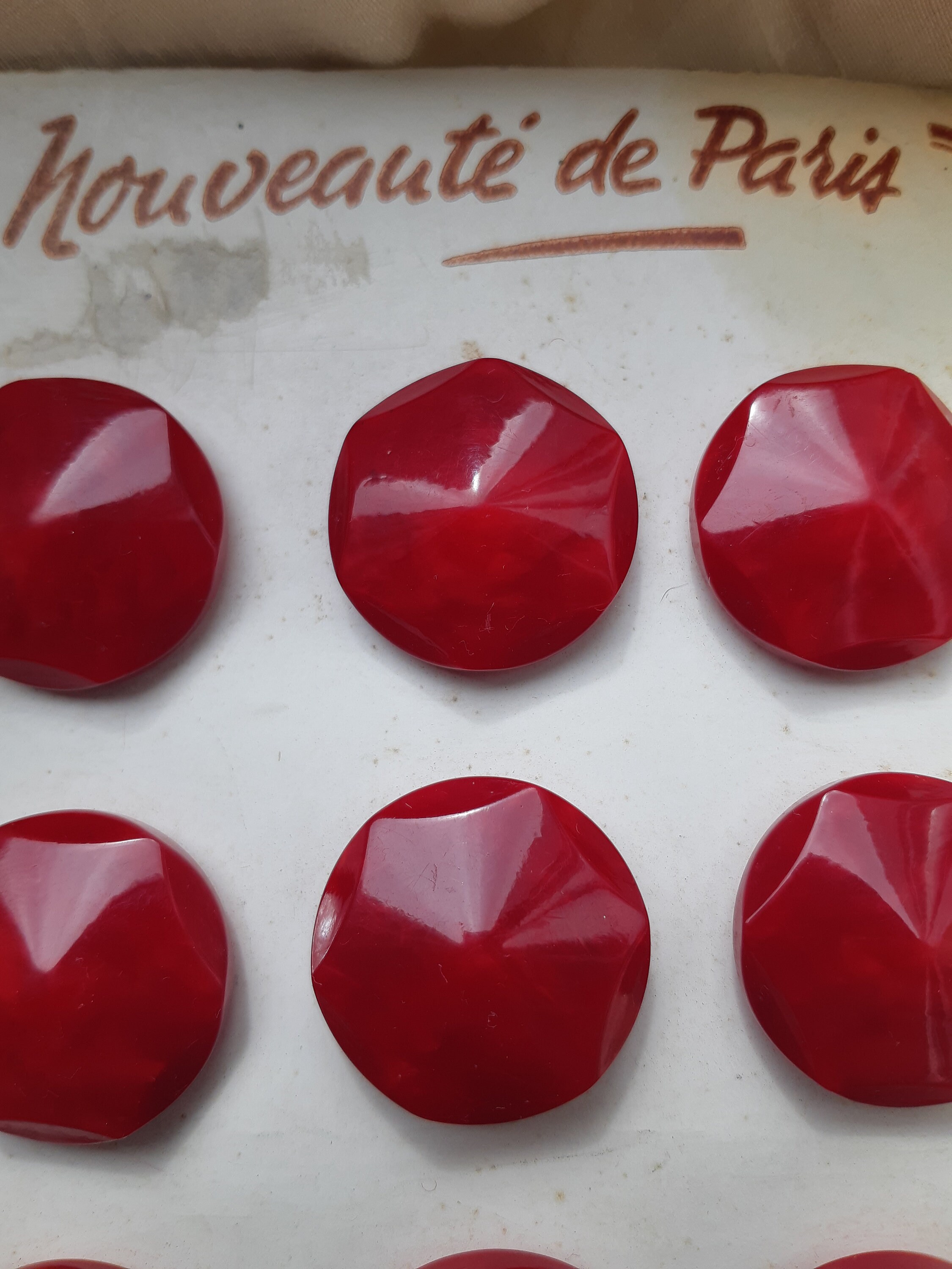 12 Cherry Red Buttons Large Art Deco Buttons Nouveaute De Paris ...