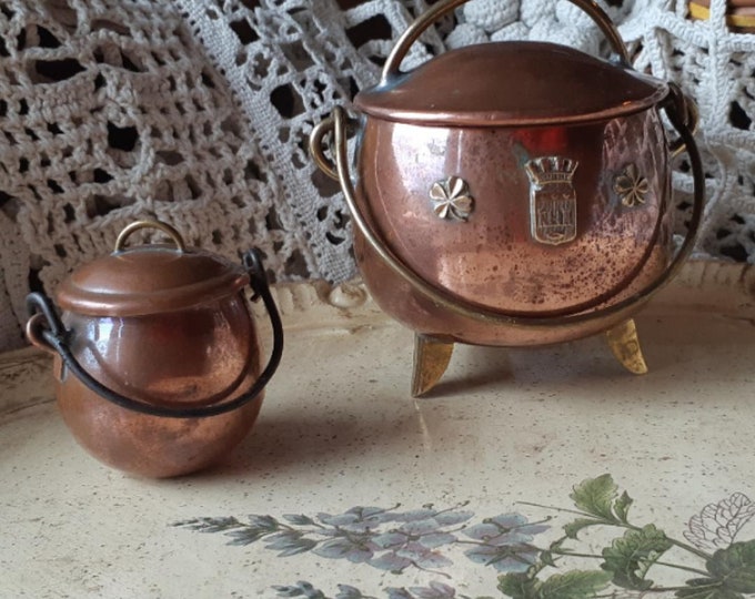 Antique French Mini Copper Cauldrons Set of Two #sophieladydeparis - Etsy