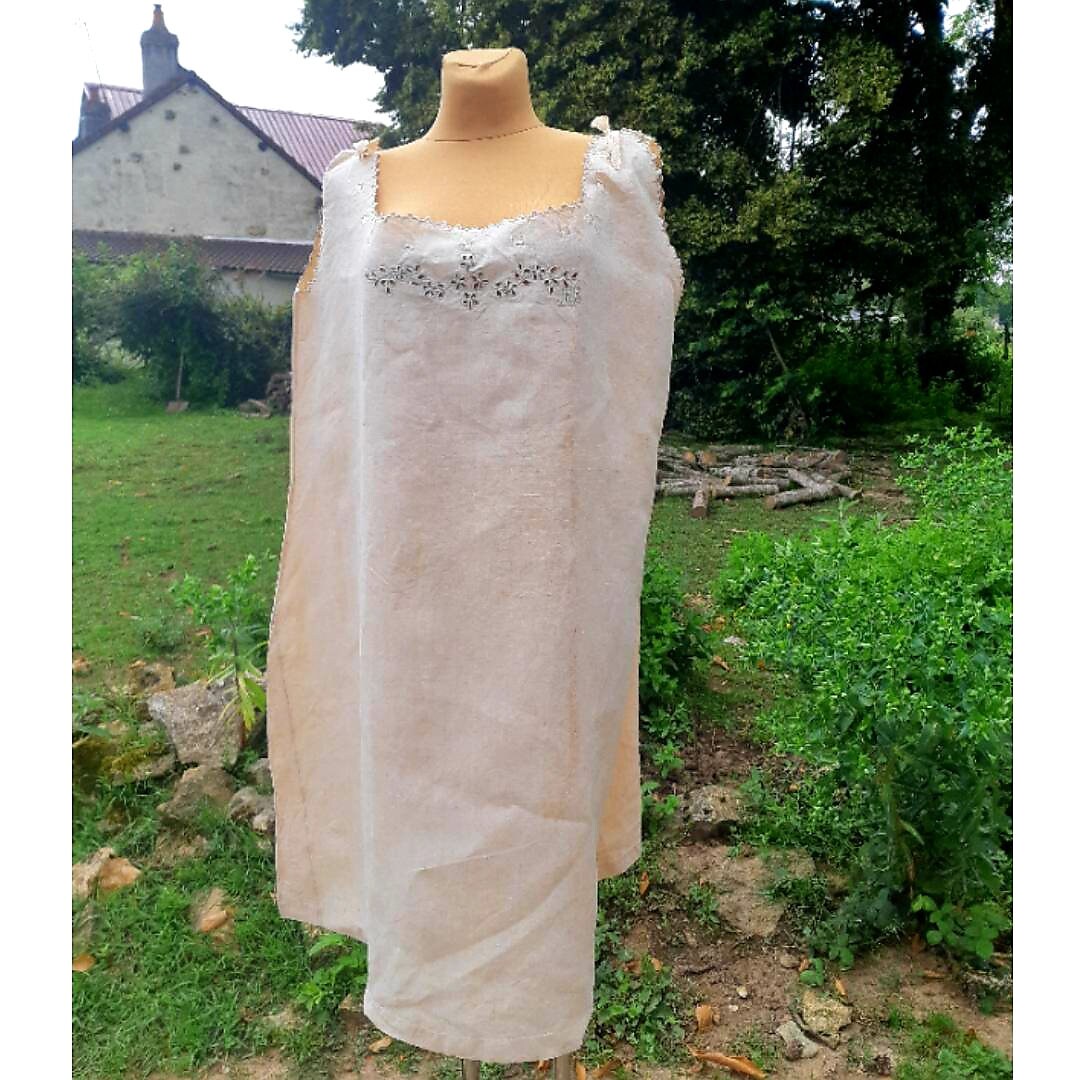 RESERVED Antique French Linen Slip: Hand Embroidered Floral Monogram ...