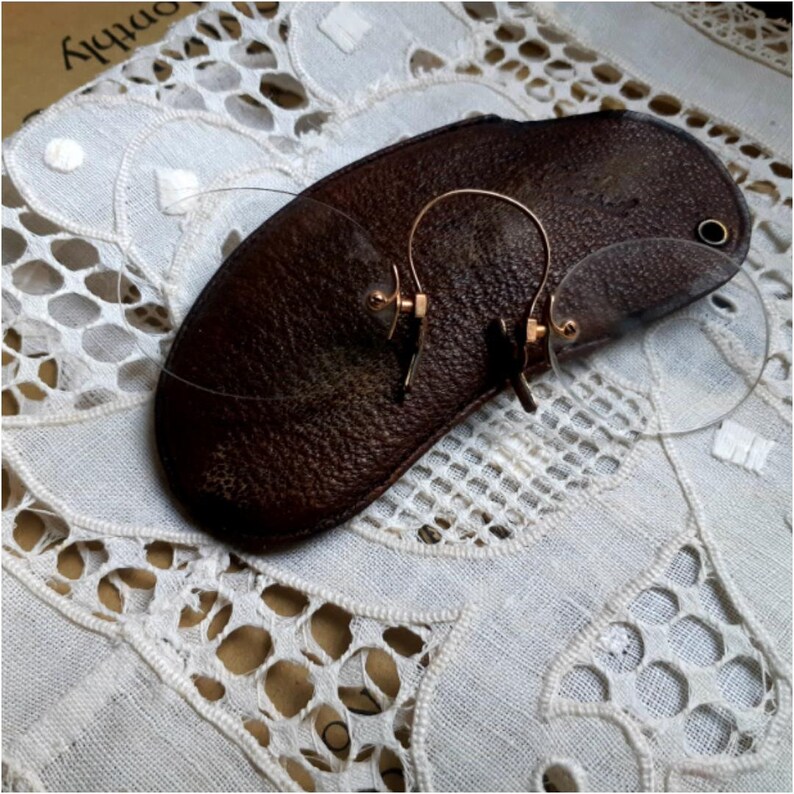 Antique French Gold Pinch Glasses Paris Leather Case Spectacles # ...