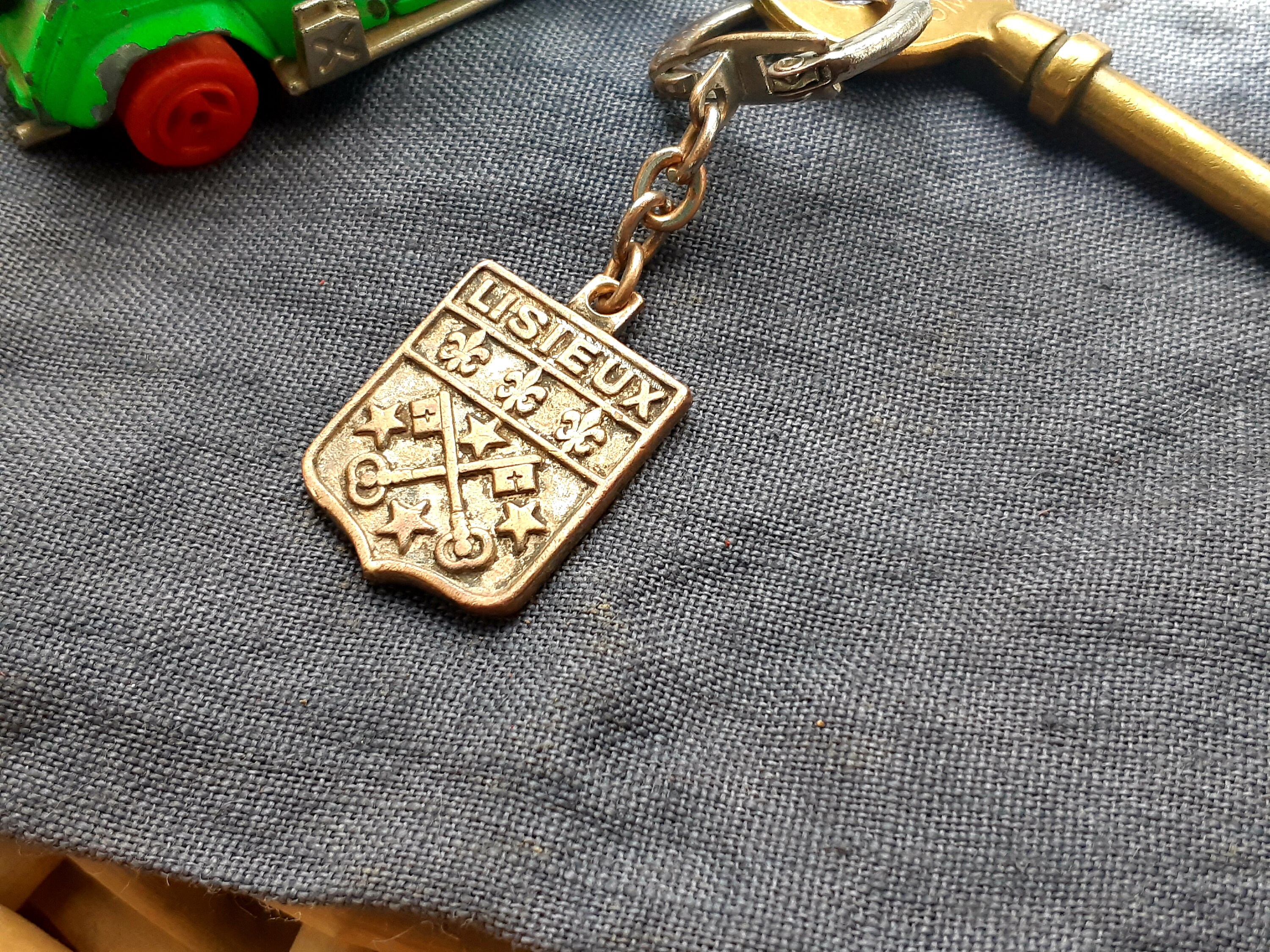 1920's Protect Us French Saint Christopher Keychain Fleur De Lys # ...