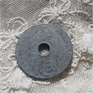 1940's French Indochina Grey Cent Coin Middle Hole Coin # ...