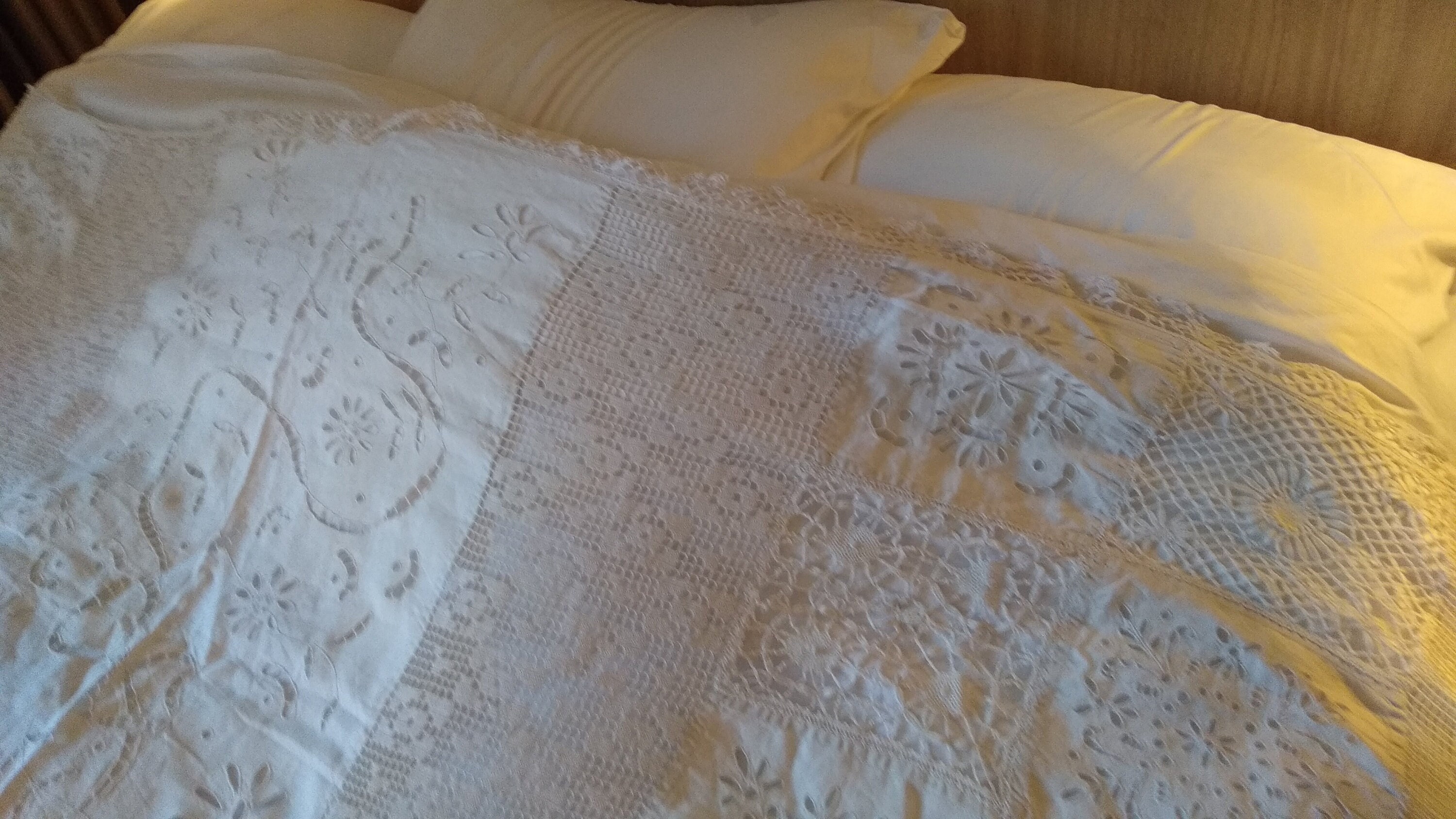 RARE 19th C. White Lace Bedspread French Cotton and Linen Cover ...