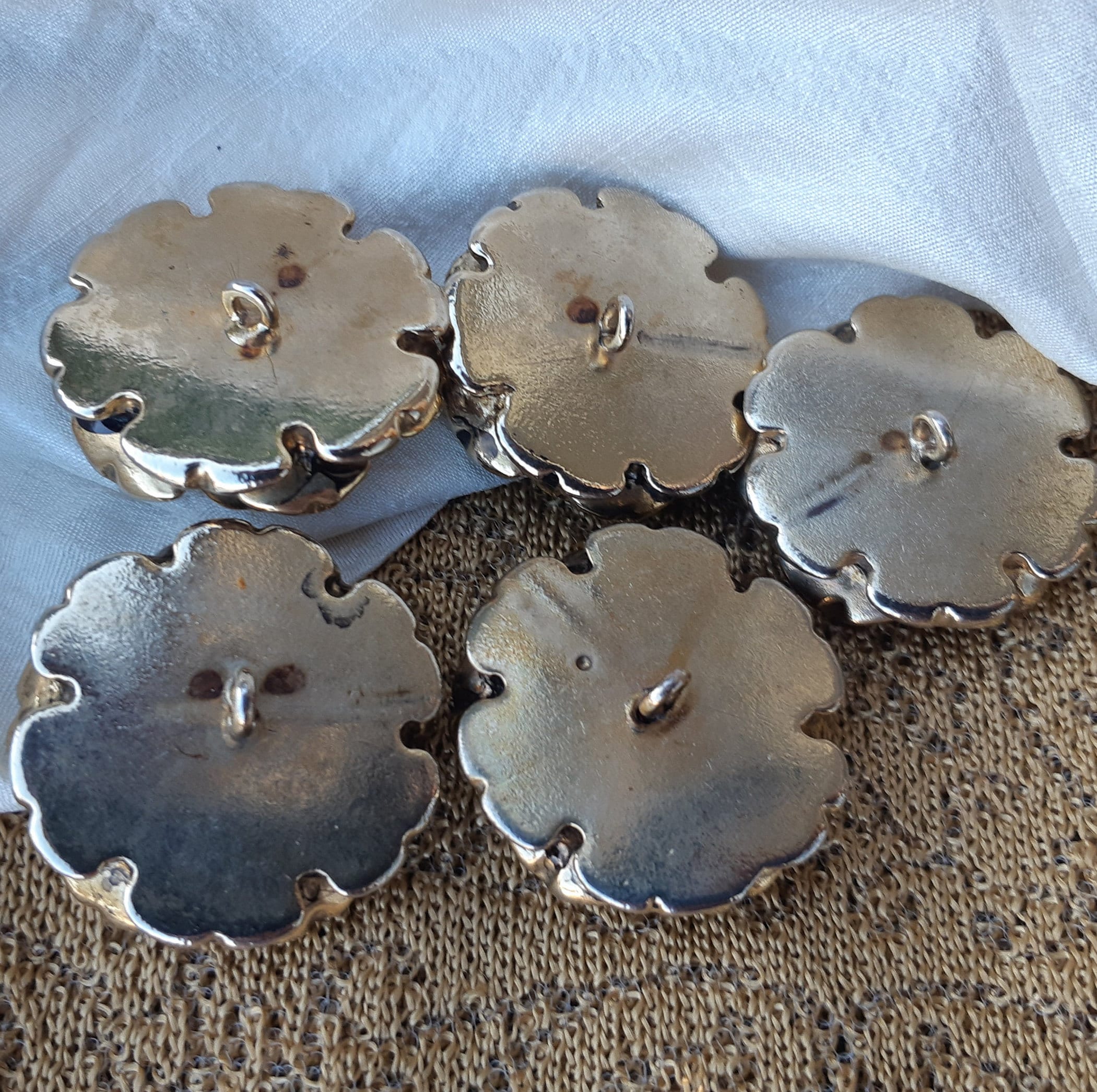 5 Large Gold Flowers Buttons With Rhinestones French Couture Buttons ...