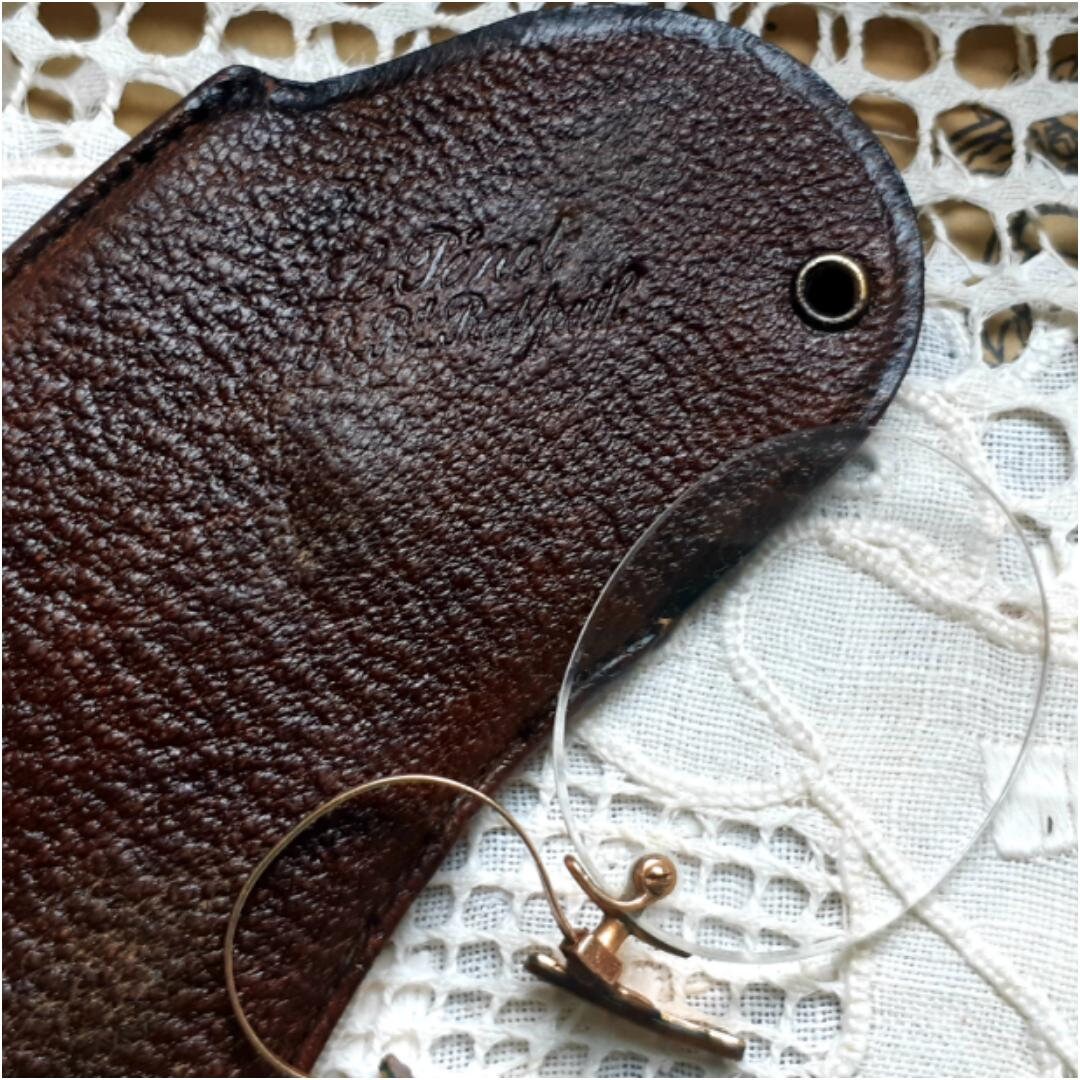 Antique French Gold Pinch Glasses Paris Leather Case Spectacles ...