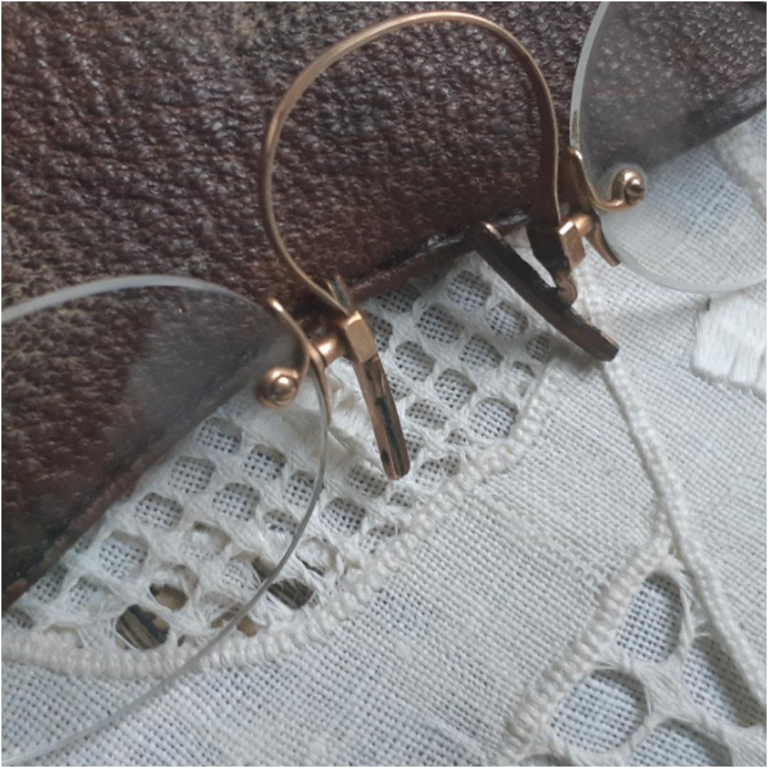 Antique French Gold Pinch Glasses Paris Leather Case Spectacles ...