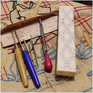 Rare Antique French Tapestry and Embroidery Tools Kit Bakelite Brass ...