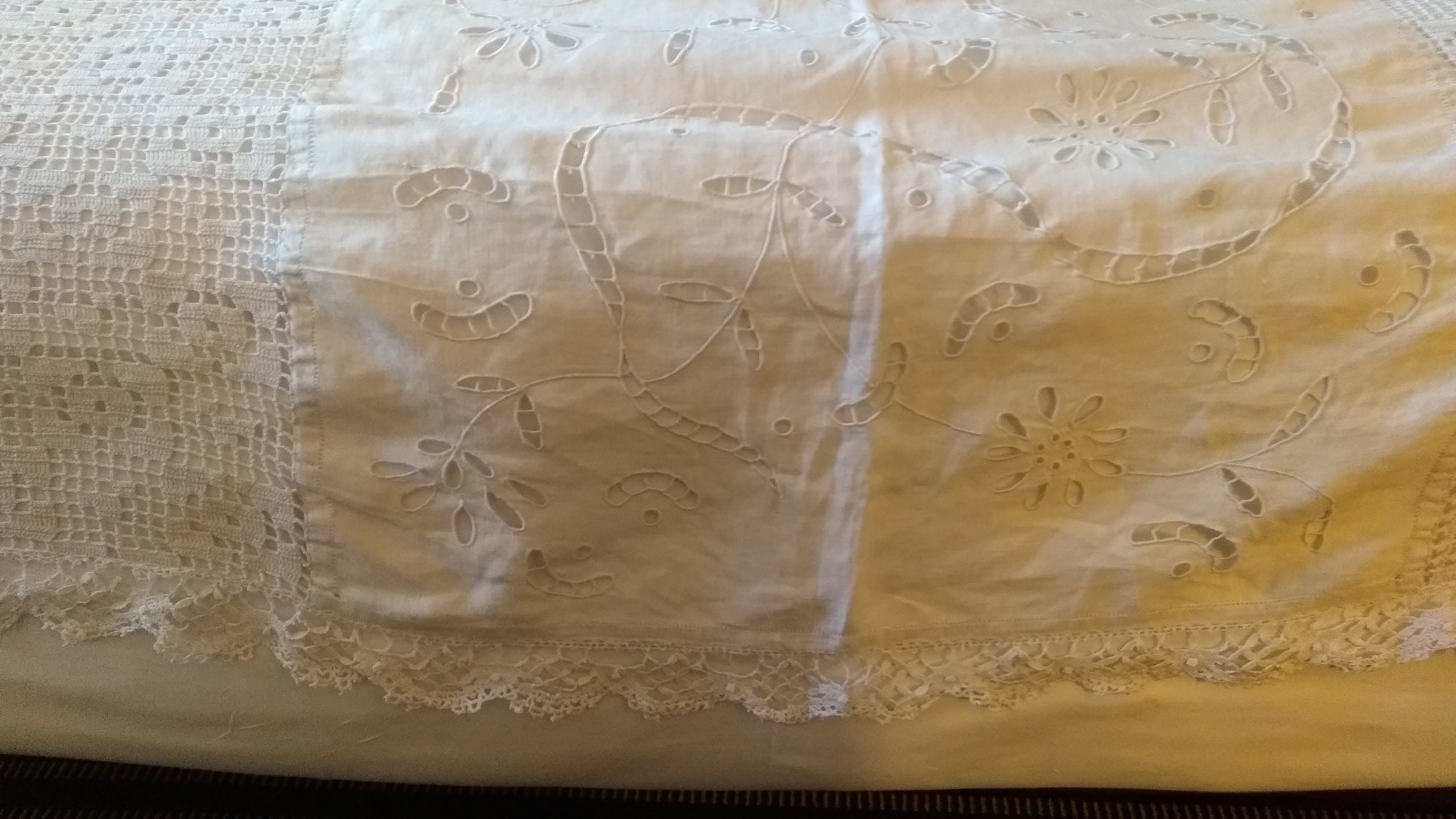 RARE 19th C. White Lace Bedspread French Cotton and Linen Cover ...