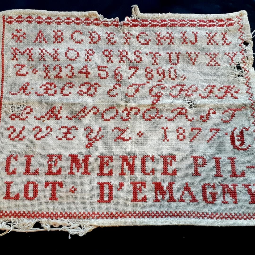 1877 Victorian Redwork Sampler French Hand Embroidered With Name and ...