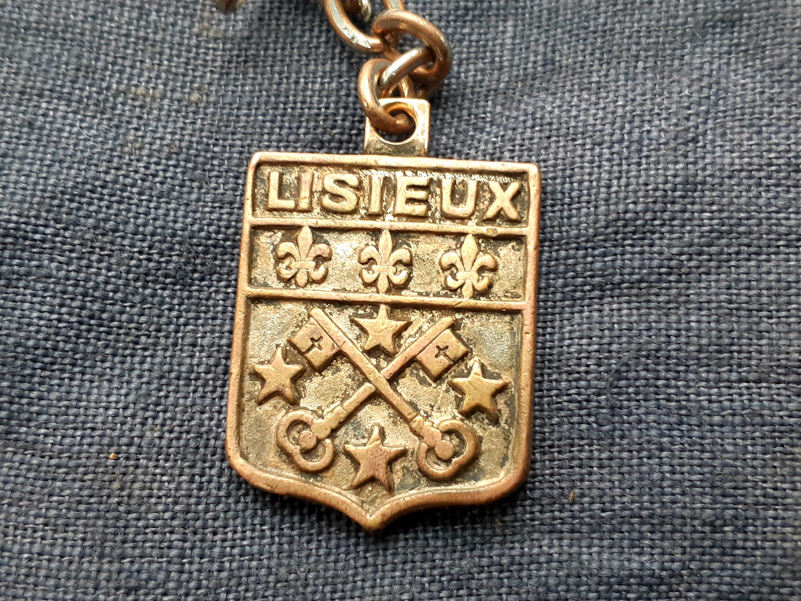 1920's Protect Us French Saint Christopher Keychain Fleur De Lys # ...