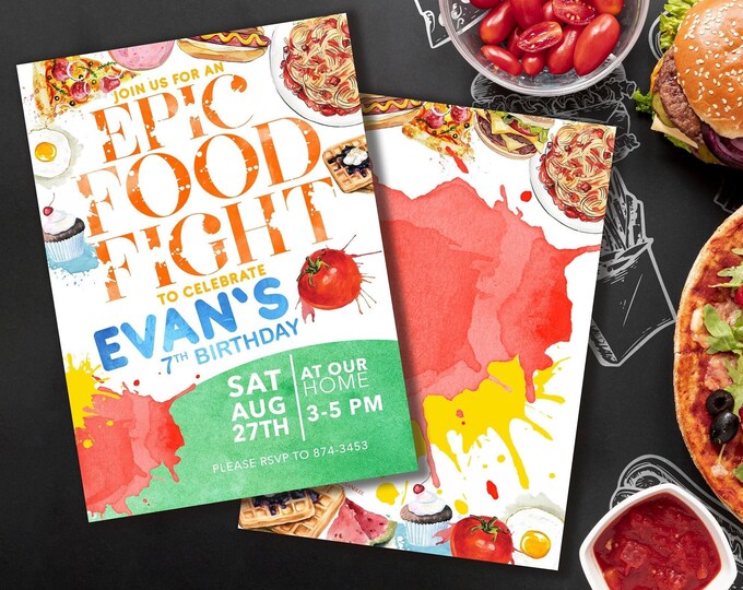 Epic Food Fight Themed Birthday Invitation - Etsy
