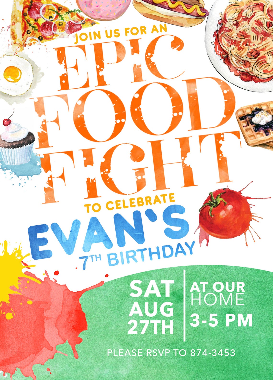 Epic Food Fight Themed Birthday Invitation - Etsy