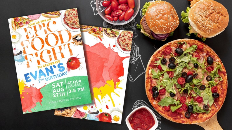 Epic Food Fight Themed Birthday Invitation - Etsy