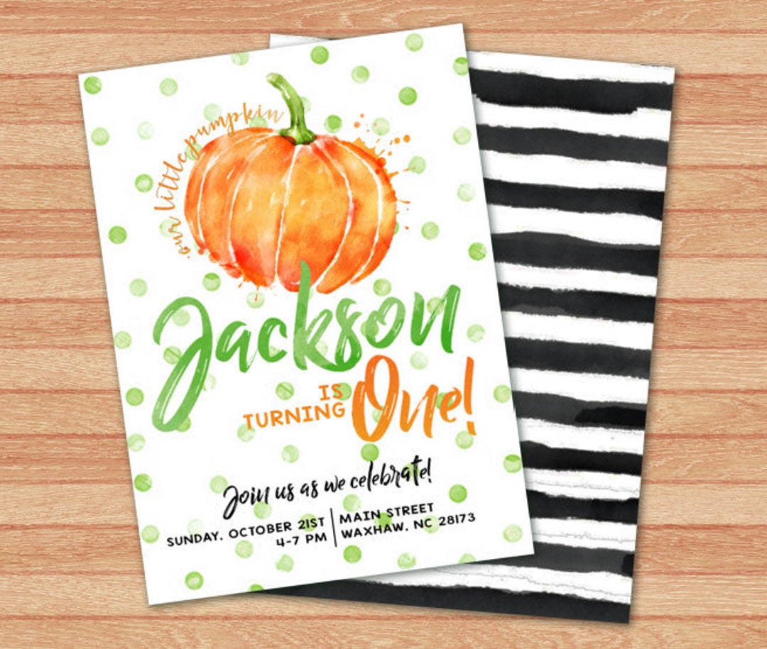 Pumpkin Themed First Birthday Invitation - Etsy